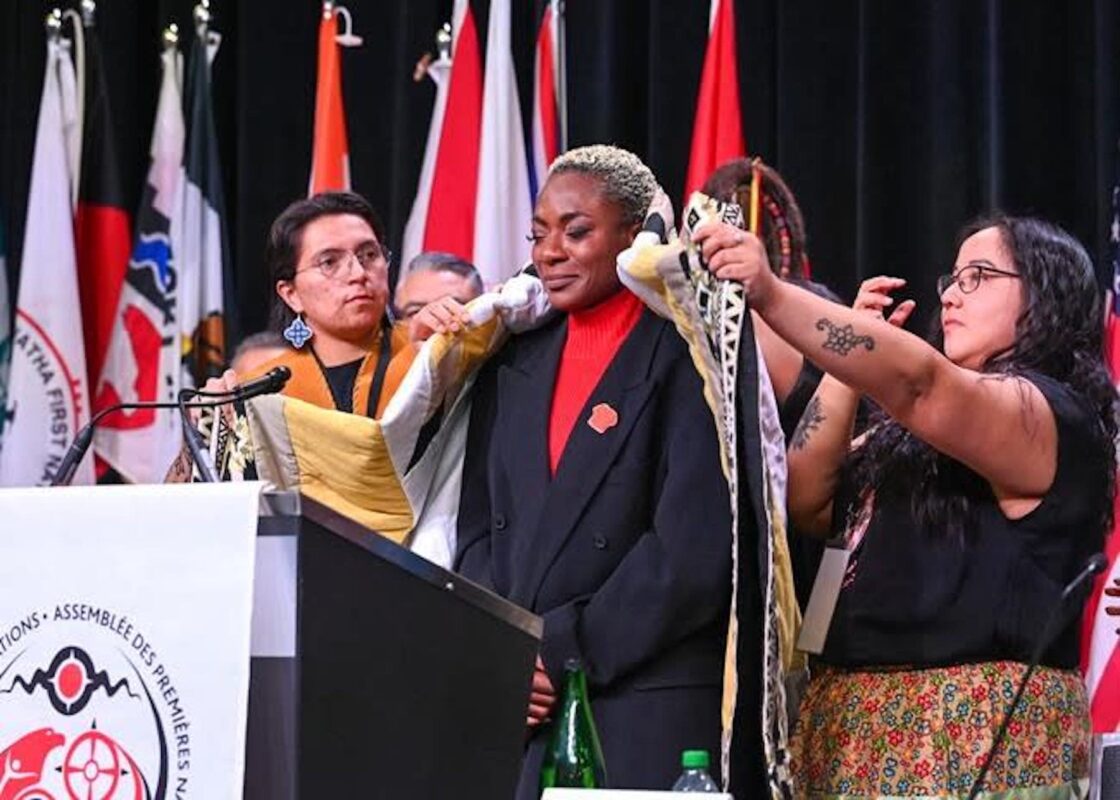 Jully Black honoured at AFN ceremony for her anthem change